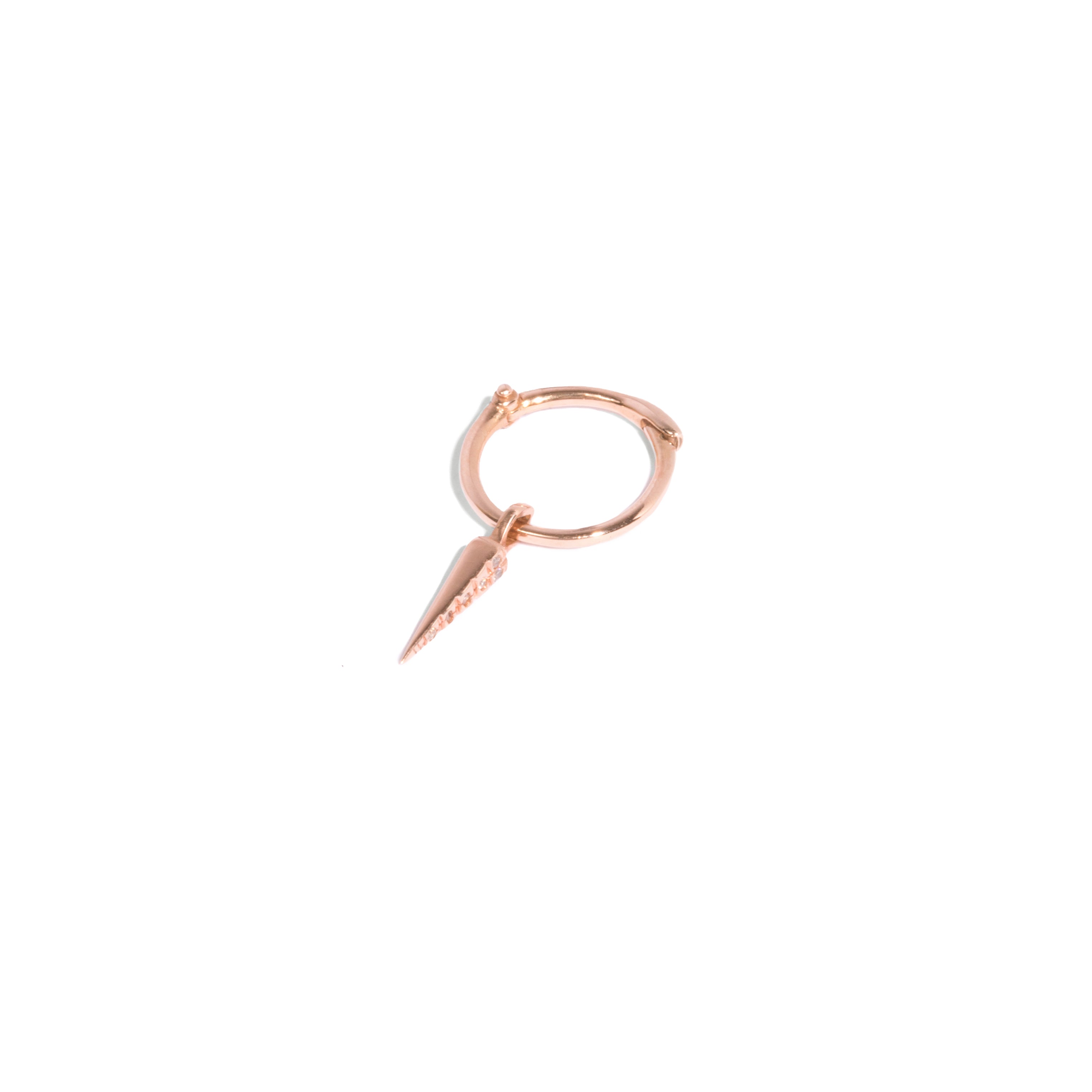 Micro Pave Small Downward Pyramid Spike Charm on 12mm Hoop Single Earr ...