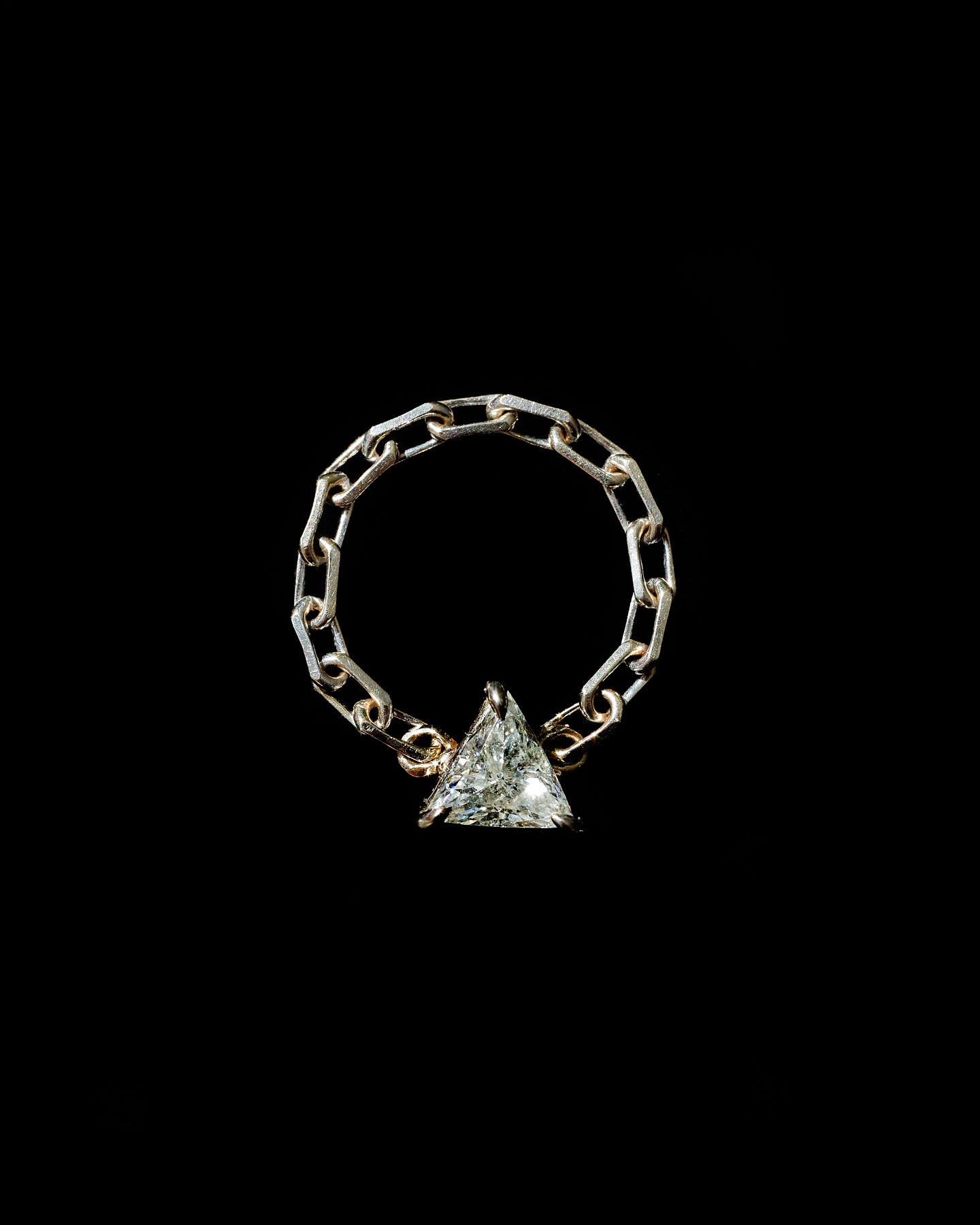 Pyramid-Cut Diamond On Chain Link Ring (1 Carat) – Wendy Nichol