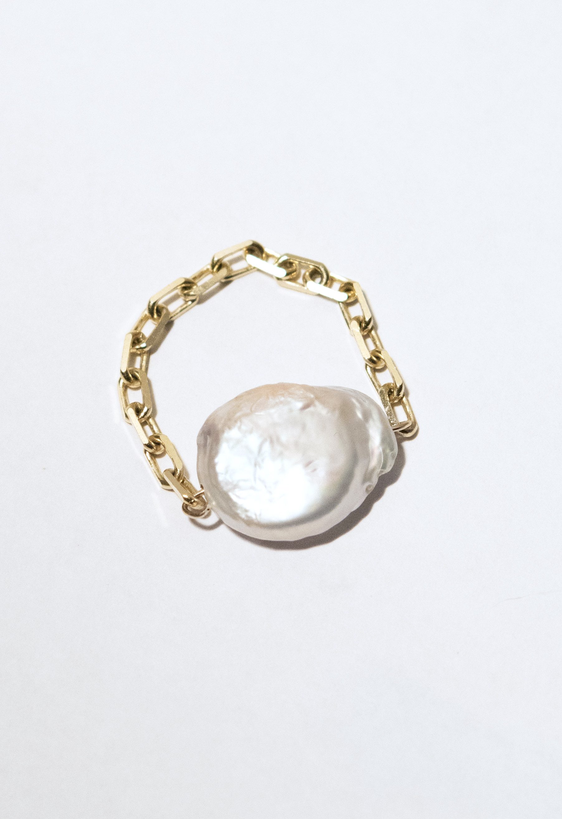 Thin Chain Pearl Ring by Wendy Nichol